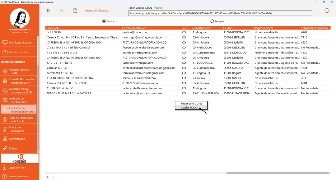Extracción de información de terceros » Kontalid